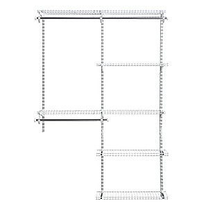 Rubbermaid Configurations Deluxe Closet Kit, White, 4-8 Ft. & Configurations Deluxe Closet Kit, Titanium, 4-8 Ft, Wire Shelving Kit with Expandable Shelving and Telescoping Rods