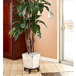 Patio Plant Trivet with Wheels | Outdoor Plant Stand with Wheels | Rolling Plant Stand with Casters Heavy Duty (44lbs Capacity) | Plant Dolly with Wheels | Modern Plant Stand Caddy (Set 2)