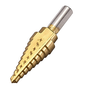 uxcell Step Drill Bit HSS4241 1/4" to 3/4" 9 Sizes Straight Flutes Triangular Shank for Metal Wood Plastic