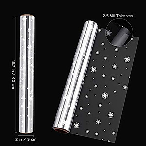 NUOBESTY Cellophane Wrap Roll | 2.5 Mil Thickness Snowflake Printed Gift Wrap Cellophane Cello Rolls for Christmas Gifts Baskets Arts Crafts