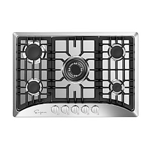 Empava 30 inch cooktop Gas with 5 Italy SABAF Burners, 30" NG/LPG Convertible Dual Fuel Stove Perfect for Modern Kitchens and RV Cooking, Black