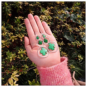 RareLove Silver Plated Interlocking Circle Shamrock Piercing Dangle Earrings Alloy St Patrick's Day Gift For Women