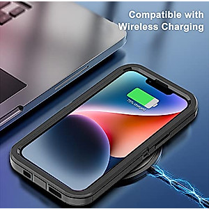 Annymall for iPhone 14 Plus Case with 2 Screen Protector, Heavy Duty Drop Protection Shockproof Rugged 3-Layer Military Tough Durable Protective Cover for Apple iPhone 14 Plus 6.7" (Black)