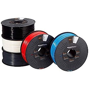 Amazon Basics ABS 3D Printer Filament, 1.75mm, 5 Assorted Colors, 1 kg per Spool, 5 Spools