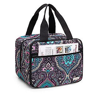LoDrid Small Portable Knitting Bag, Crochet Yarn Storage Bag, Knitting Tote Bag for Knitting Starter Kit, Travel Yarn Organizer for Yarn & Crochet Supplies for Beginner, Adult, Totem (Bag Only)