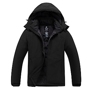 wantdo Men's Winter Ski Jacket Waterproof Snow Jacket Windproof Mountain Raincoat Hooded Navy XL