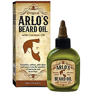 Arlo's 5-PC Mens Premium Beard Grooming Kit w/Coconut Beard Oil 2.5oz Beard Oil, Beard Brush, Beard Comb, Beard Scissors & Carry Bag