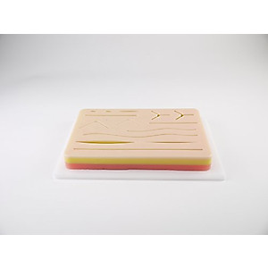 Harbin Design Large Premium 3-Layer Suture Practice Pad w/ Wounds on Anti-Slip Base (7.2" x 5.2") | The Original - Will Not Easily Separate, Tear, Rip | For Practicing Suturing Doctors,Students