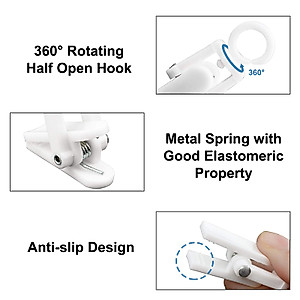 INCREWAY Laundry Hooks Clip, 40pcs 1.9" White Durable Plastic Curtain Hooks Swivel Hanging Hooks for Hanging Towel Clothes Photos(White)