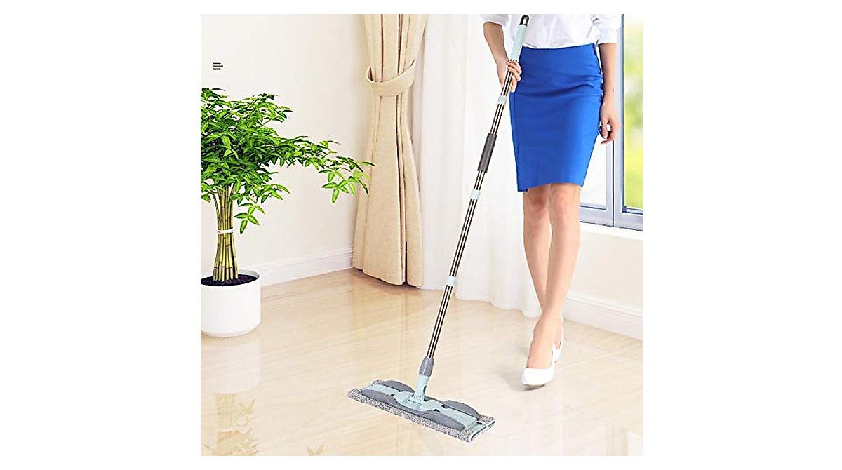 Microfiber Hardwood Floor Mop with Washable Pads - Durable 15 in Flat Mop