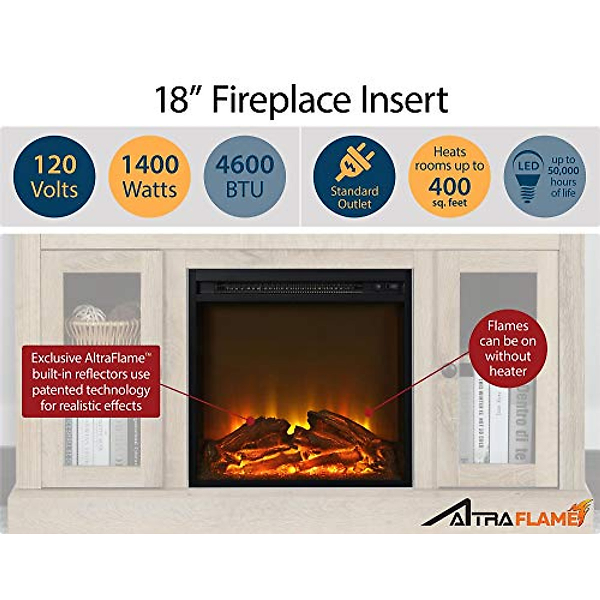 Ameriwood Home Edgewood Fireplace TV Stand for TVs up to 55", Black