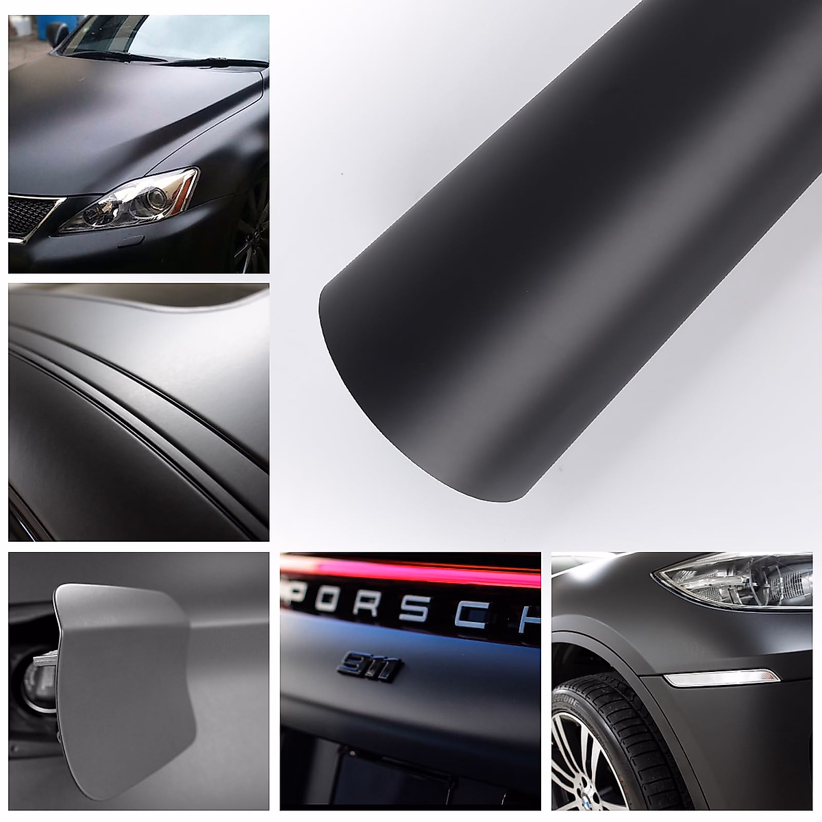 Black Matte Carbon Fiber Car Vinyl Wrap Roll 1ft x 5ft Bubble Free Air Release DIY Wrap Film for Motor Interior