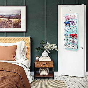 PACMAXI Over The Door Shoes Organizer for 12 Pairs of Baby Shoes Boys Girl, Hanging Baby Shoe Organizer with Hanger (Felt Material-Mint Green)