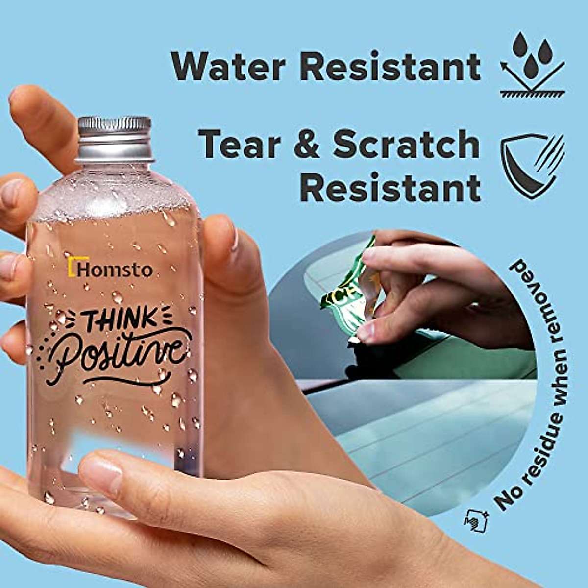 Homsto Vinyl Sticker Paper, Frosty Clear Printable Vinyl Sticker Paper for Inkjet Printer, Quick-Drying, Water and Scratch-Resistant, Self-Adhesive for Most Surfaces, 8.5 x 11 Inches, 20 Sheets