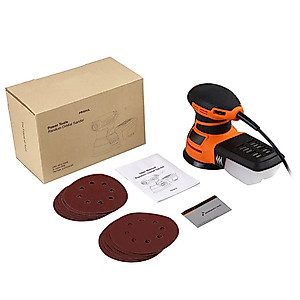 5-inch 3.0A Random Orbit Sander with 12Pcs Sandpapers, 6 Variable Speed 6000-13000RPM and High-Performance Dust Collection System for Woodworking