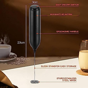 FFG Milk Frother Handheld , New Upgraded Wall Mount Bracket usb Socket Induction Charging Manual Coffee Maker. Handheld Electric Milk Frother For Coffee Matcha Cappuccino Hand Mixer (Black)