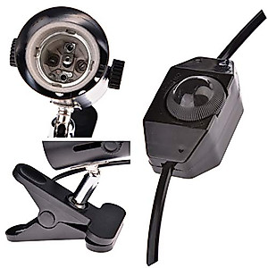 Clamp Light Fixture, E26/E27 Ceramic Clamp Lamp Light with Dimmable Switch, 110V Multifunction Adjustable Habitat Lighting & Heat Lamps Holder Stand for Pet Heat Bulbs Lamps Use, Black