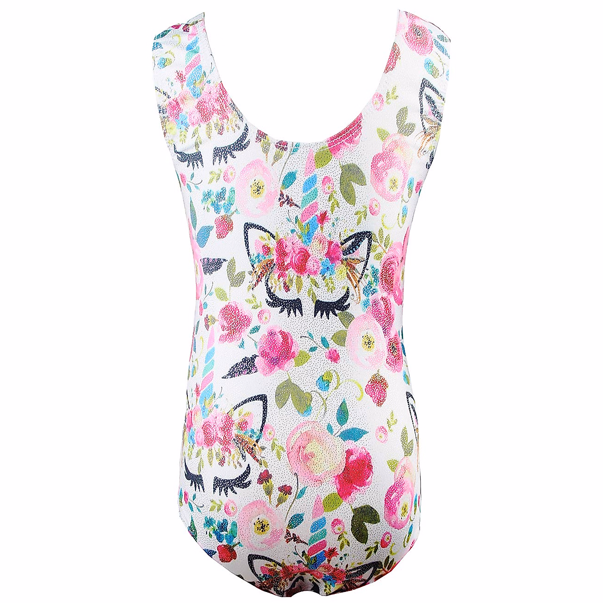TENVDA Gymnastics Leotards for Girls with Dance Shorts 6-7 Years Old Purple Sparkly Unicorn Printed USA Kids Long Sleeve One-Piece Athletic Bodysuit Tumbling Outfit