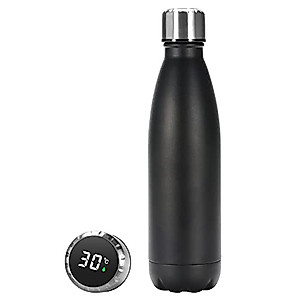 Olerd 17oz Smart Coffee Thermoses, Insulated Stainless Steel Water Bottle with LCD Touch Screen, Keep Hot Or Cold, Car Portable Travel Tea Coffee Vacuum Cup, Great for Travel, Picnic& Camping(Black)