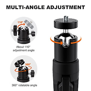 Mini Projector Tripod, Didbynm 6.3 Inch Compact Desktop Tripod Stand [Universal 1/4 Screw] [Ballhead] Pocket Tripods Stand for Mini Projector/Cameras Smooth 4, Osmo Mobile, Vimble 2