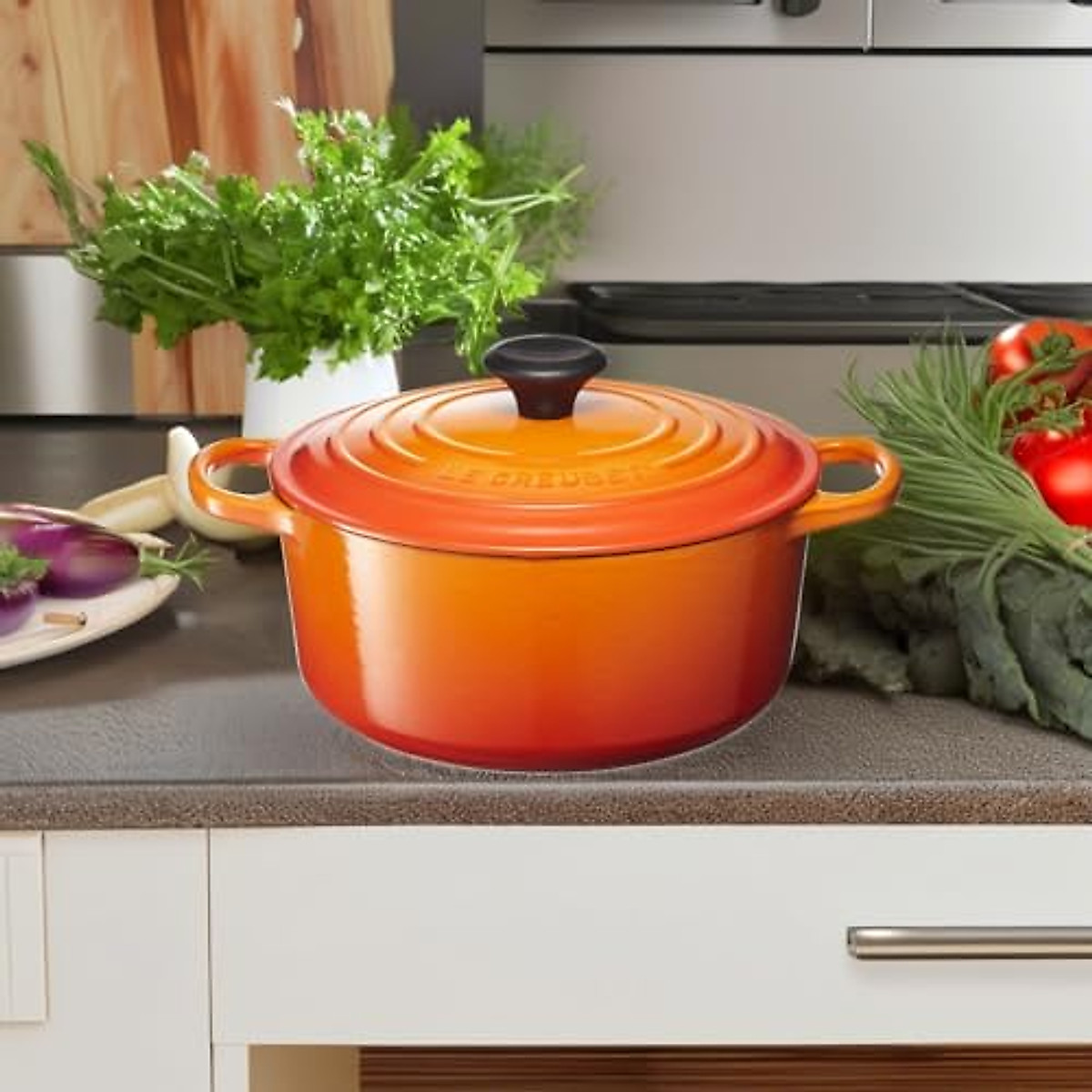 Le Creuset Enameled Cast Iron Signature Round Dutch Oven, 4.5 qt., Flame