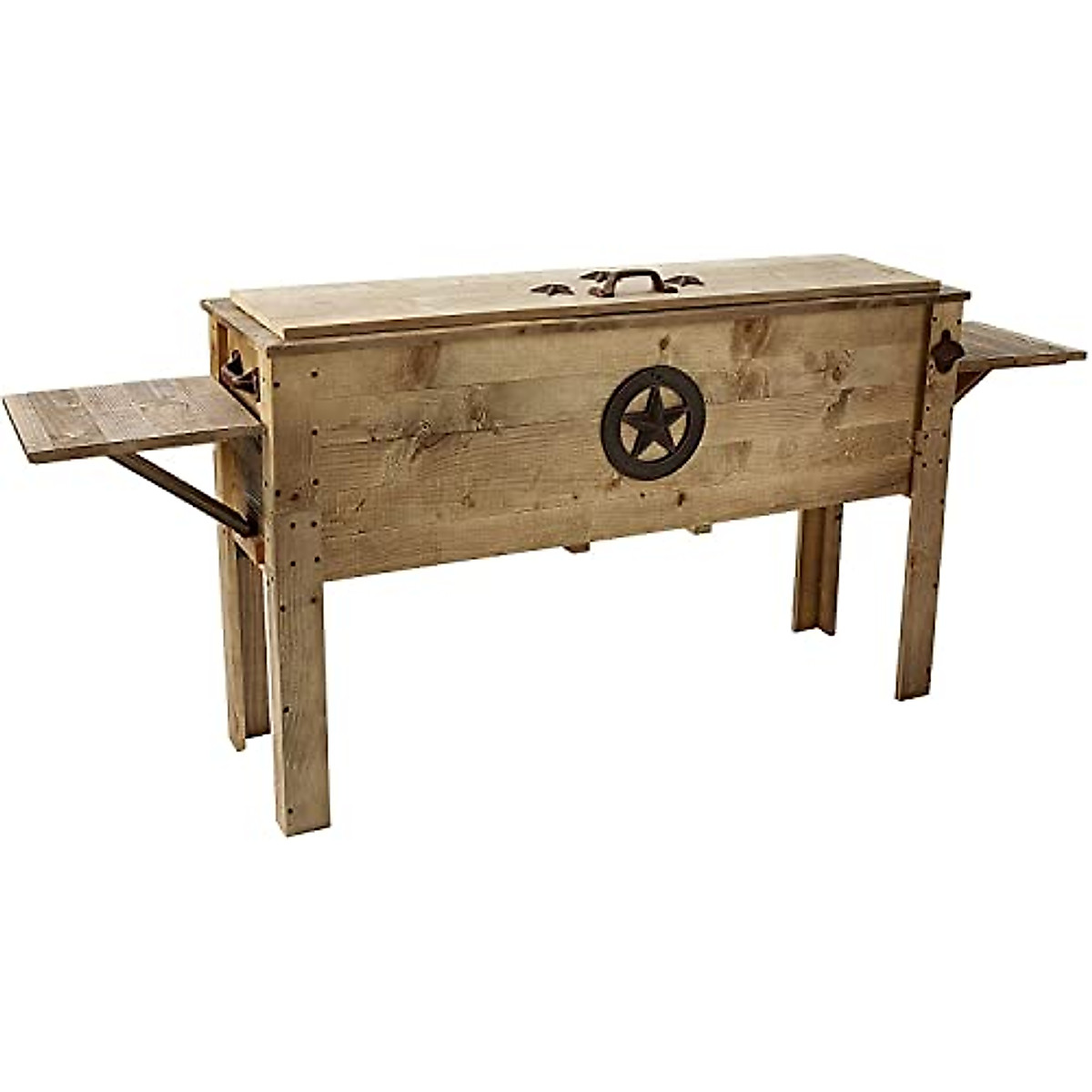 BACKYARD EXPRESSIONS PATIO · HOME · GARDEN 913284-NM Outdoor Beverage Cooler for Patio-87 Qt. w/Folding Side Tables-Rustic Brown-Backyard Expressions, 87 Quart, Natural Wood