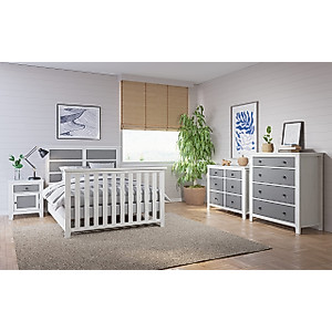 Child Craft Ocean Grove 6 Drawer Dresser for Nursery or Bedroom, Plenty of Storage, Anti-Tip Kit Included to Prevent Tipping, Non-Toxic, Baby Safe Finish (White/Gray)