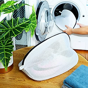 Nuogo Shoe Wash Bags Reusable Mesh Shoe Washing Bags for Washing Machine White Shoe Laundry Bag with Zipper Multi Use Laundry Travel Bag for Sneaker Cleaning (6 Pcs)