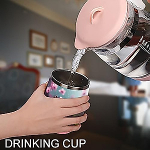 WYUSPGK 304 Stainless Steel Insulated Cup, Small Flowers Print Smooth Rim, Durable & Reusable - Perfect for Office, Home, And Travel