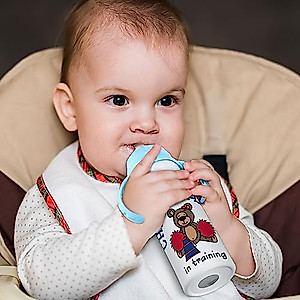 TrelaCo 4 Pcs 8 oz/ 240 ml Baby Bottle Stainless Steel with Pink and Blue Handle Sublimation Blank Kids Stainless Steel Tumblers Anti Drop Baby Bottle Stainless Steel Toddler Water Insulated Cups