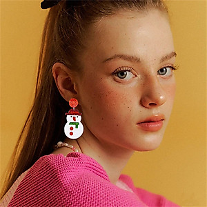 Dreuyet 4 Pairs Acrylic Earrings for Women Holiday Gay Independence Day Easter Christmas Valentine's St. Patrick's Day Earrings Acrylic Holiday Earring (Christmas)