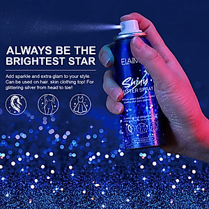 Shiny Glitter Spray, Body and Hair Glitter Spray, 2.11fl.oz Spray Glitter Body Glitter for Women, Spray On Glitter Fine Glitter Body Shimmer Party Rave Festival Accessories