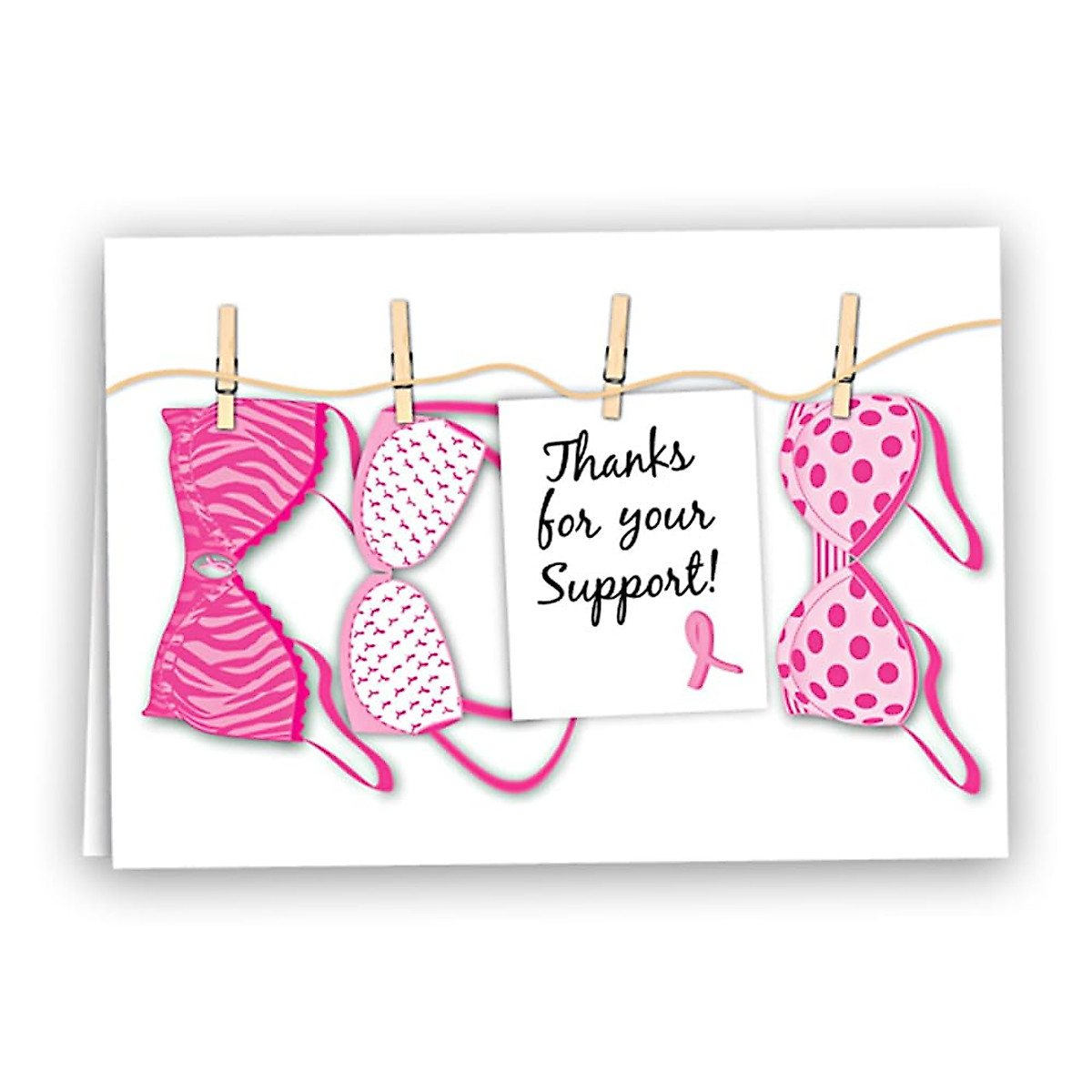 Fundraising For A Cause 12 Pink Ribbon Note Cards - Breast Cancer Thank You Cards with Envelopes