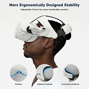 Head Strap with Battery Pack for Oculus Quest 2, MEYIN 3350mAh Fast Charging VR Power, Adjustable Strap and Ear Muffs Accessories for Quest 2, Enhanced Support & Gaming Immersion