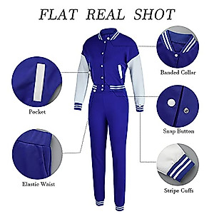 Girls 2 Piece Outfit Varsity Baseball Jacket Uniform Set Sport Tracksuit Sweatsuits