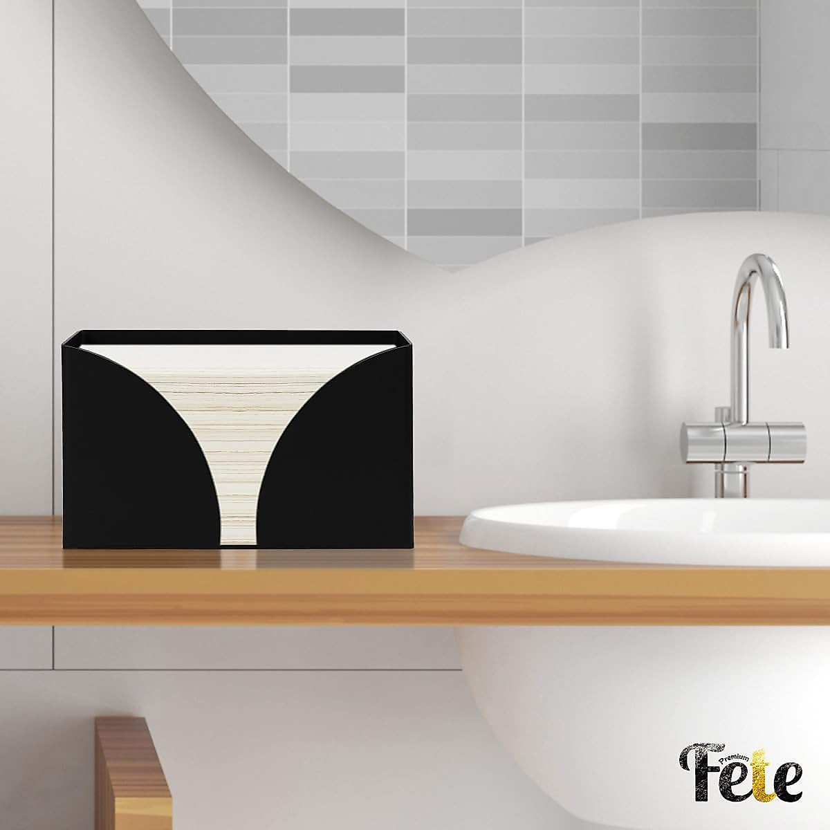 Paper Towel Holder for Bathroom - Acrylic Napkin Holders Great Disposable Hand Towel Tray for Z-Fold, C-Fold, MultiFold Trifold - Bathroom Paper Towel Holder Commercial or Home Use, Black