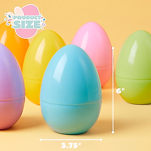 JOYIN 12 Pcs Large Pastel Easter Eggs, 6 Inches Jumbo Plastic Eggs Fillable for Easter Themed Hunt Colorful Basket Stuffers Fillers Filling Treats Party Favor Classroom Prize Supplies