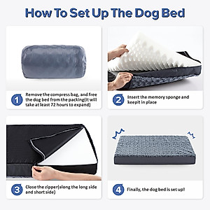 JOEJOY Orthopedic Dog Bed for Medium Small Dogs, Egg-Crate Foam Dog Bed with Removable Waterproof Cover, Soft Rose Plush Pet Bed Mat with Non-Slip Bottom, Machine Washable (30"x20"x3")