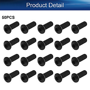 Yinpecly M4x12mm Hex Socket Head Machine Screws Carbon Steel Inner Hex Socket Round Head Screw Fasteners Furniture Bolts Black Tone 50Pcs