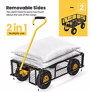 VIVOHOME Heavy Duty 880 Lbs Capacity Mesh Steel Garden Cart Folding Utility Wagon with Removable Sides and Wheels (Black) and Upgraded Heavy Duty 180 Lbs Collapsible Foldable Wagon Patio Garden Cart