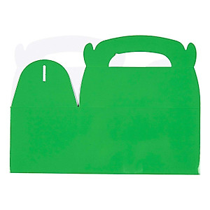 Pack of 24 Paper Treat Boxes - Gable Favor Boxes - Fun Party Play Goodie Boxes - 2 Dozen Bright Green Birthday Party Shower Loot Gift Boxes - 24 Count - 6.2 x 3.5 x 3.6 Inches