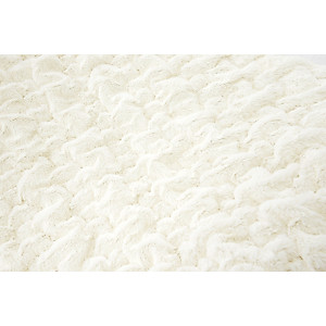 HappyCare Textiles HCT BKT-002 Luxury Quilted Faux Fur Throw Blanket, 50" by 60", Ivory/White