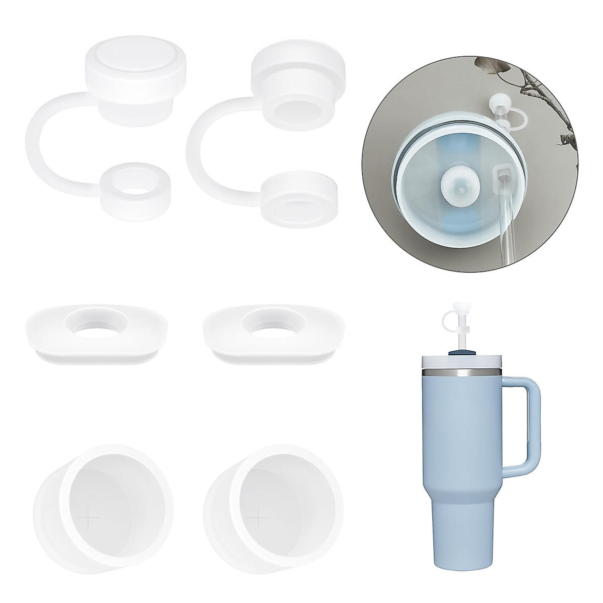 Airboat Silicone Spill Proof Stopper Set for Stanley H2.0 40oz 30oz Tumbler, Leak Proof Straws Topper Cover Cap Tumbler Accessories Compatible with Stanley Mug Cup