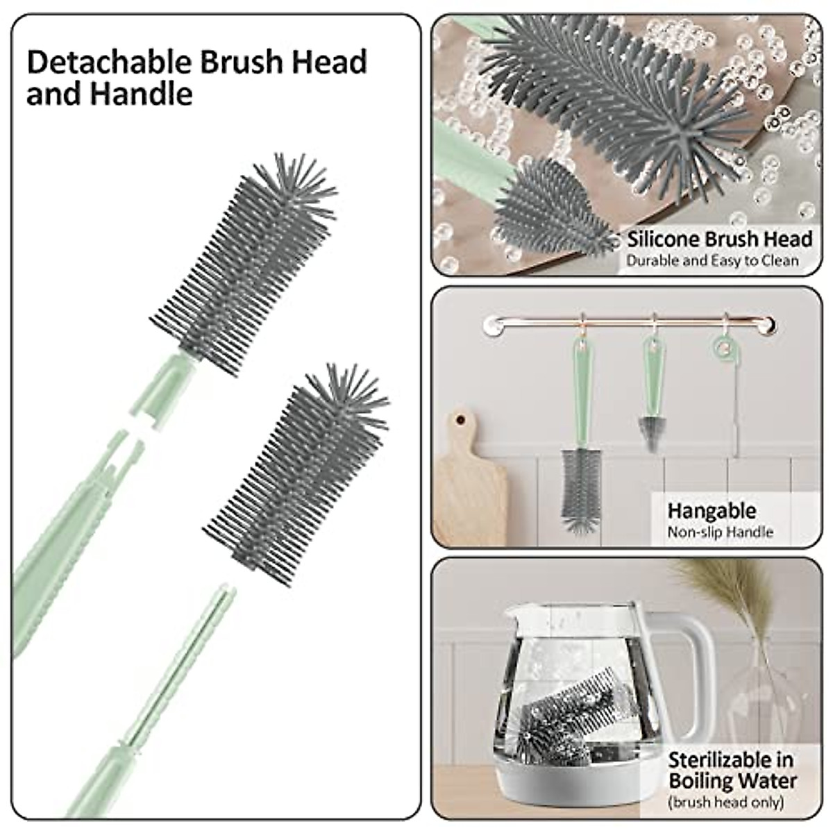 Hineriaeo Baby Bottle Drying Rack Kit, 7 in 1 Cleaner Set with Drying Rack,Silicone Bottle Brush,Straw Brush,Nipple Brush,Soap Dispenser,Spoon,Storage Box, Portable Baby Essentials for Home & Travel