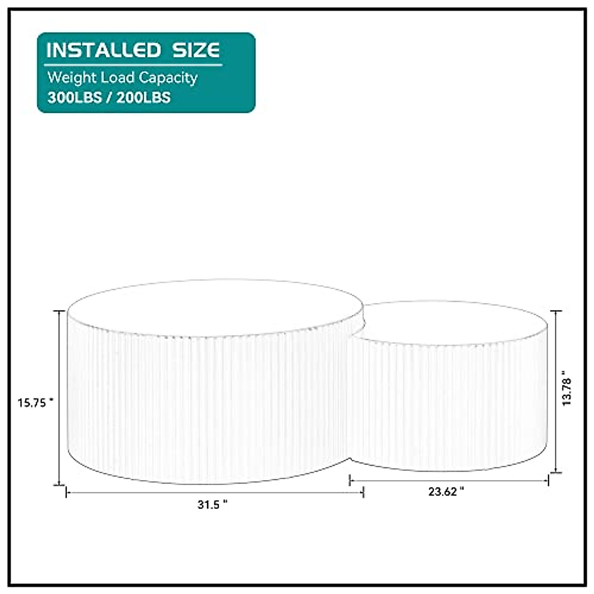 kevinplus Black Modern Nesting Coffee Table Set of 2 Round Side Table End Table for Living Room, Wood Circle Drum Coffee Table Contemporary Living Room End Table, Matte Black