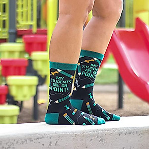Funny Nerd Socks - Gift For Teachers, Students, Book Lovers, Math, Science Geeks (My Students Are On Point)
