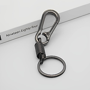 2PCS Carabiner Shape Keychains, Zinc Alloy Spring Keyring, Anti-Lost Retractable Clip Keyring, Gourd Buckle Keyfob Key Holder