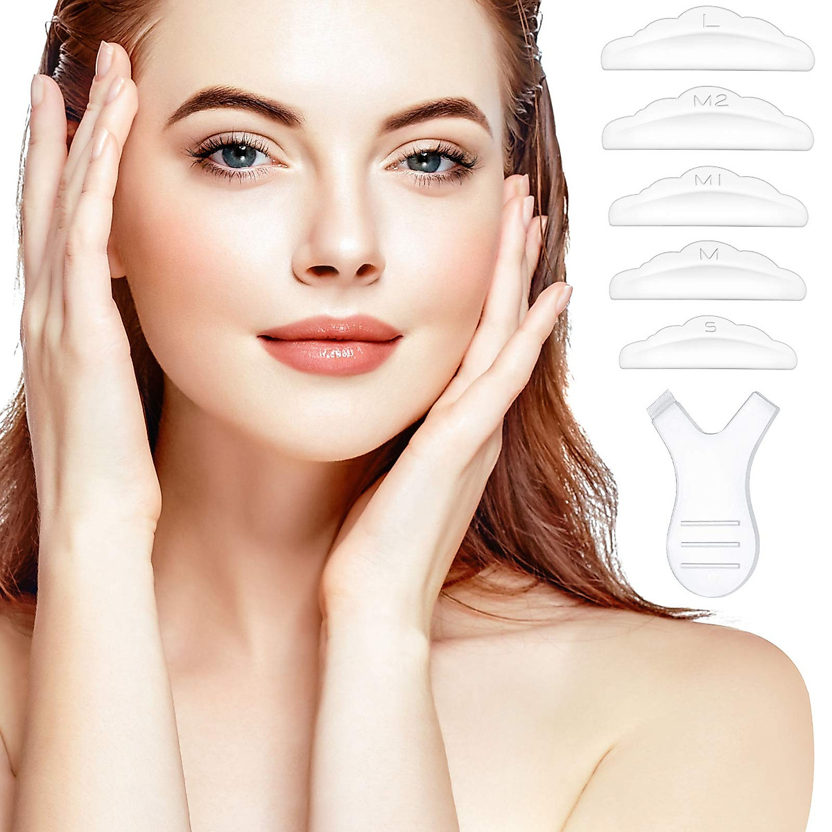 Maitys 20 Pieces Lash Lift Pads Rods Silicone Eyelash Perming Curler and 30 Pieces Y Shape Eyelash Brush, Silicone Perming Curler Makeup Tools, Reusable Lash Lifting Pads(Clear)