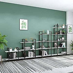 IOTXY 2-Tier Open Shelf Bookcase - Modern Freestanding Wooden Display Stand Unit with Metal Frame for Home and Office, Bookshelf, Black White