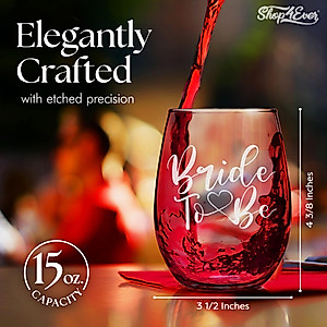 shop4ever Bride To Be Laser Engraved Stemless Wine Glass 15 oz. Engagement Bridal Gift
